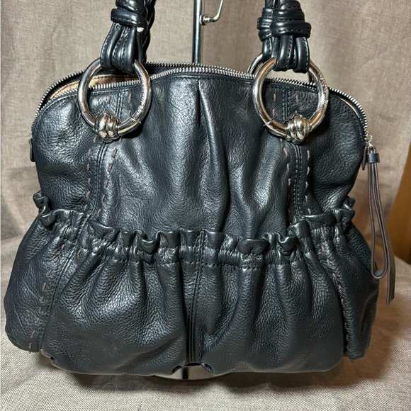 b. makowsky | Bags | B Makowsky Black Leather Zip Top Braided Double ...